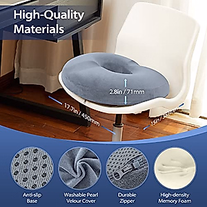 HOMCA Donut Pillow Hemorrhoid Seat Cushion for Office Chair, Premium Memory Foam Chair Cushion, Sciatica Pillow for Sitting Tailbone Pain Car Seat Cushions, Gray