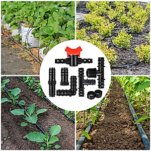 52 Pieces Drip Irrigation Fitting Kit Irrigation Barbed Connector for 1/2 Inch Tubing 4 Switch Valve, 8 Coupling, 8 Tee, 8 Elbow, 8 End Closure, 8 Plug, 8 16 to 4 Point Tee Connector