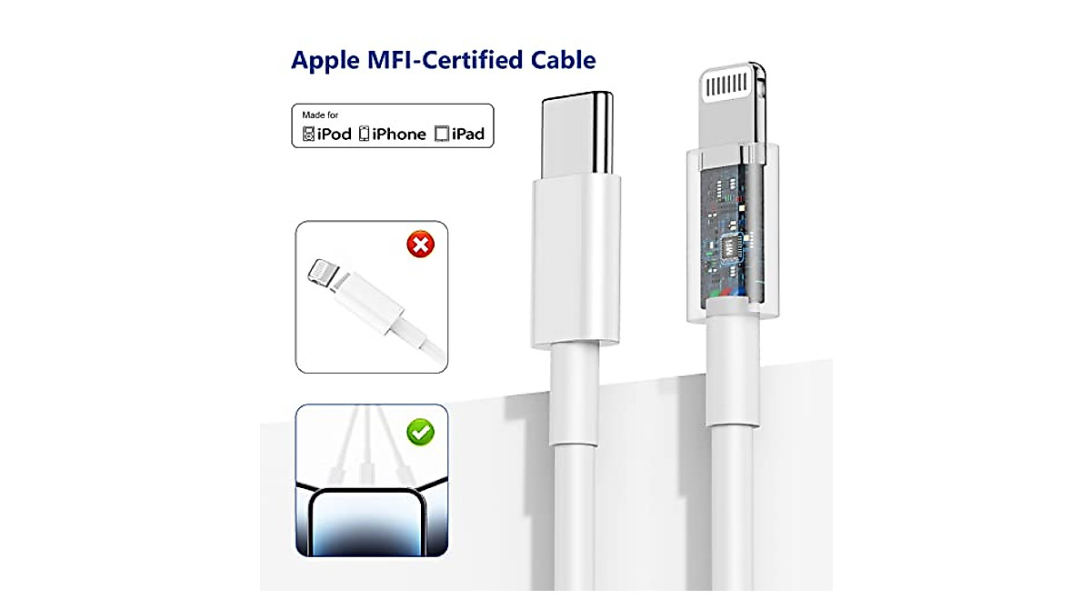 iPhone Fast Charger Block: MFi Certified 20W USB-C Cable