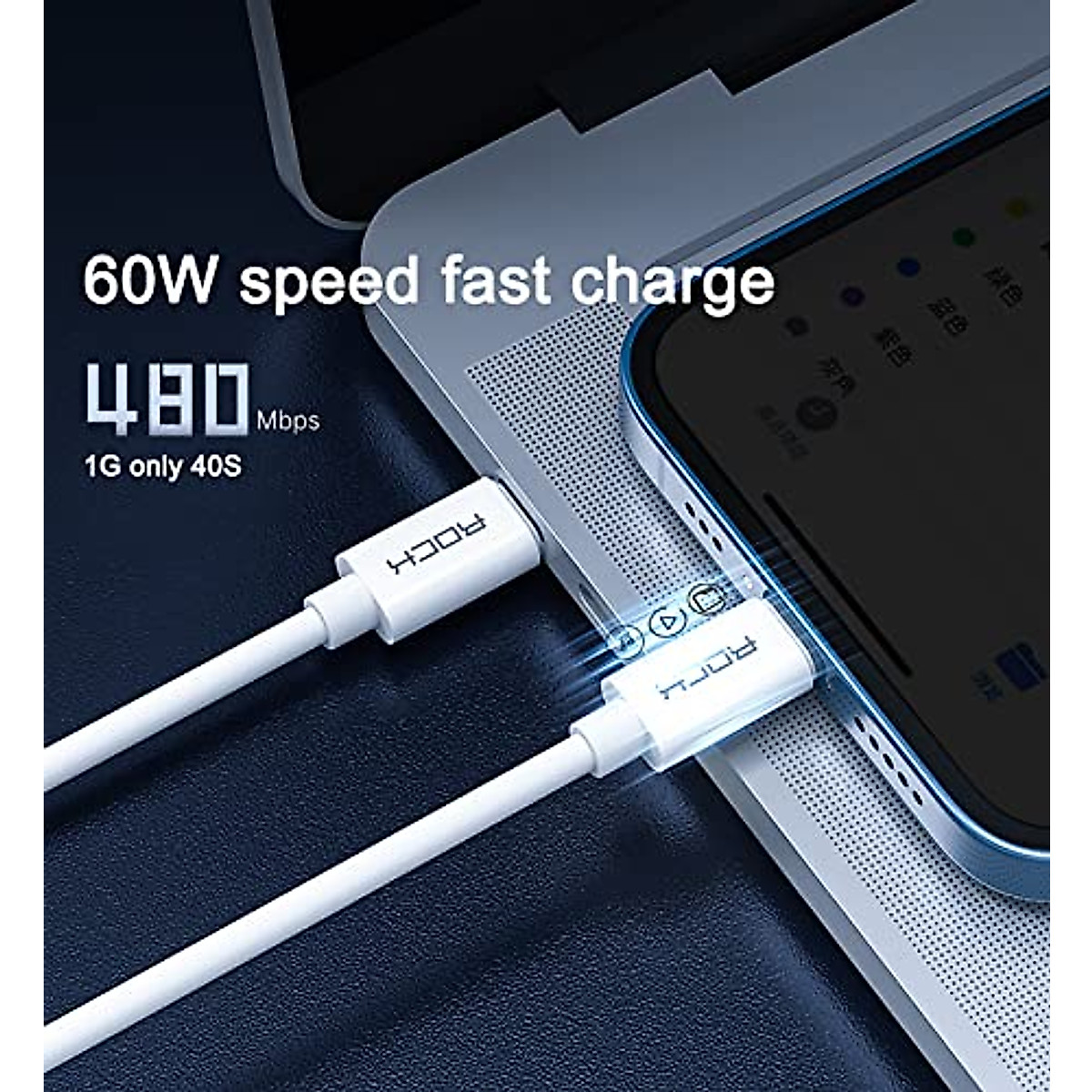 KTOL USB Cable Card,Multi-Function Portable USB Adapter Card Storage Set,60W Fast Charge,USB-C/USB-A/Micro-USB/Charging Cable Kit,Sim Card Tray Eject Pin,Hidden Bracke(excluding Micro SD Cards) Blue