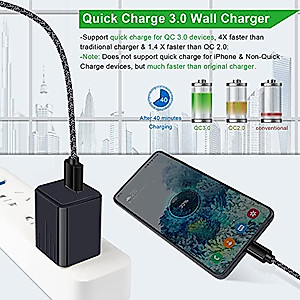 USB Type C Fast Charger for Moto G 5G 2022/G Stylus 5G 2022/G Pure/G Power 2022/G Play 2023/2021/G8 Power/G7 Play/Z4/Z3/Edge 5G UW/One 5G Ace,Quick Charge 3.0 Car Charger Wall Adapter+2Pack 3FT Cable