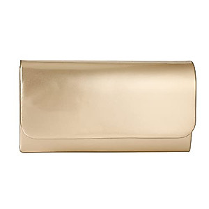 ZHANNI Women Glossy Patent Leather Fashion Clutch Purses Evening Bag Handbag (Gold)