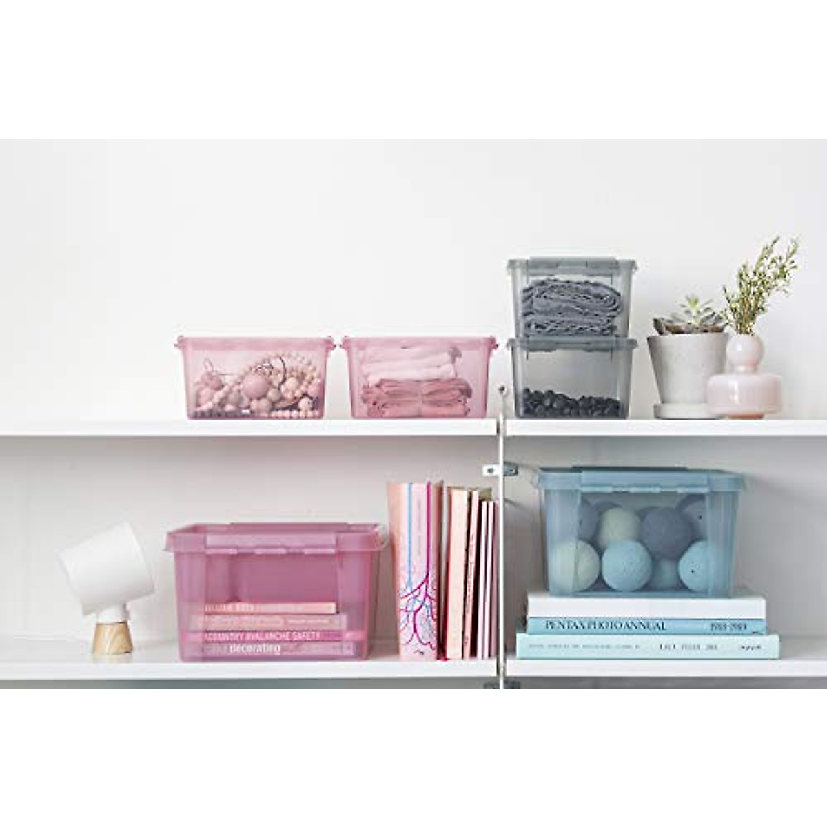 SmartStore - Colour 2 - Set of 10 Storage Boxes - Pink - 21 x 17 x 11 cm - 2l
