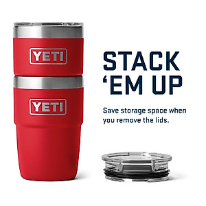 YETI Rambler 8 oz Stackable Cup, Stainless Steel, Vacuum Insulated Espresso Cup with MagSlider Lid, Rescue Red
