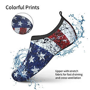 American Flag Art Red White and Blue Water Shoes Outdoor Exercise Aqua Socks Adult Aqua Socks Necessities for Men Women Water Games