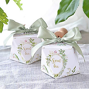 lovecabin Diamond Shape Green Forest Style Candy Boxes Wedding Favors Bomboniere Paper Party Chocolate Gift Box 50pcs Christmas Decorations Thanks 100 Piece Set