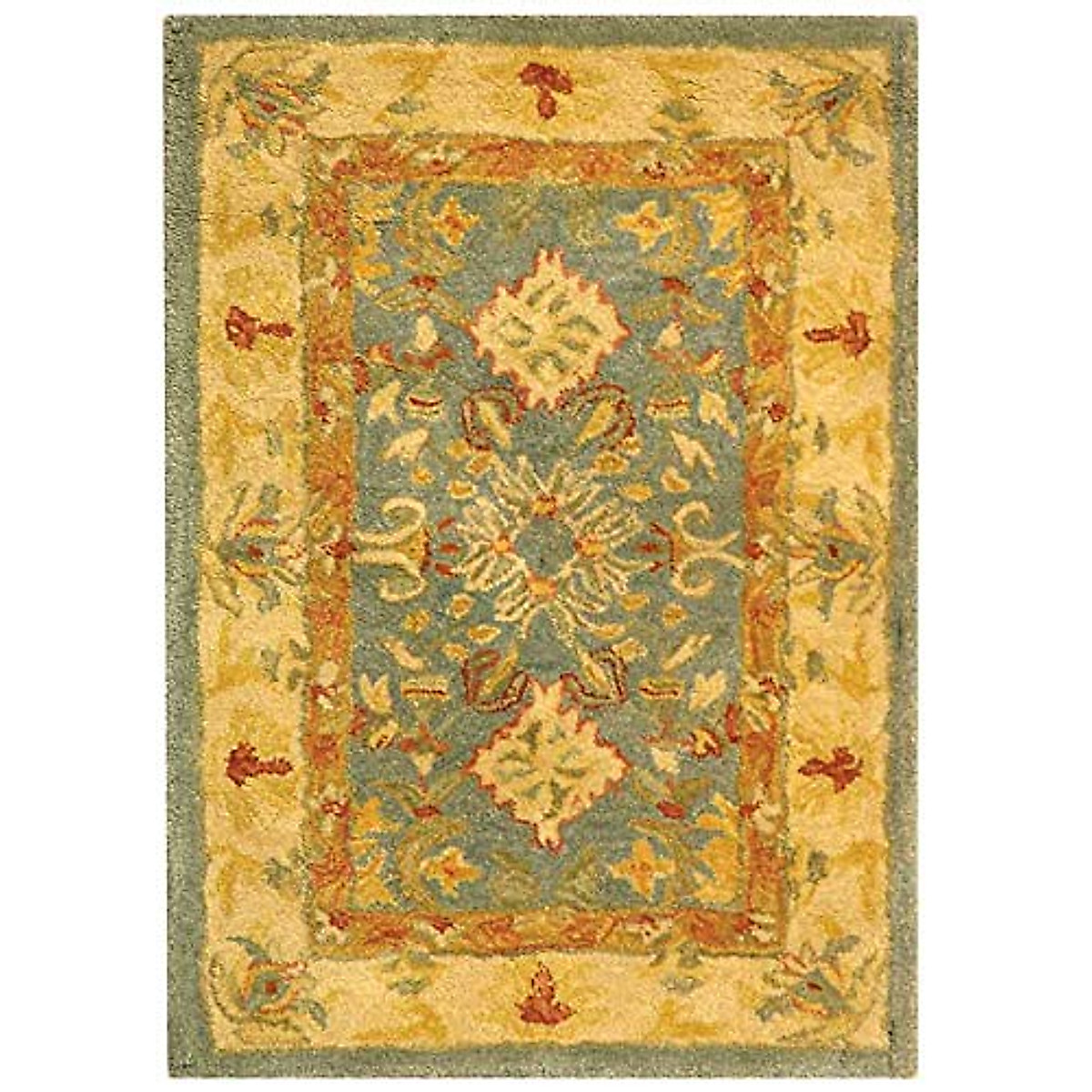 SAFAVIEH Anatolia Collection Accent Rug - 2' x 3', Light Blue & Ivory, Handmade Traditional Oriental Wool, Ideal for High Traffic Areas in Entryway, Living Room, Bedroom (AN544D)