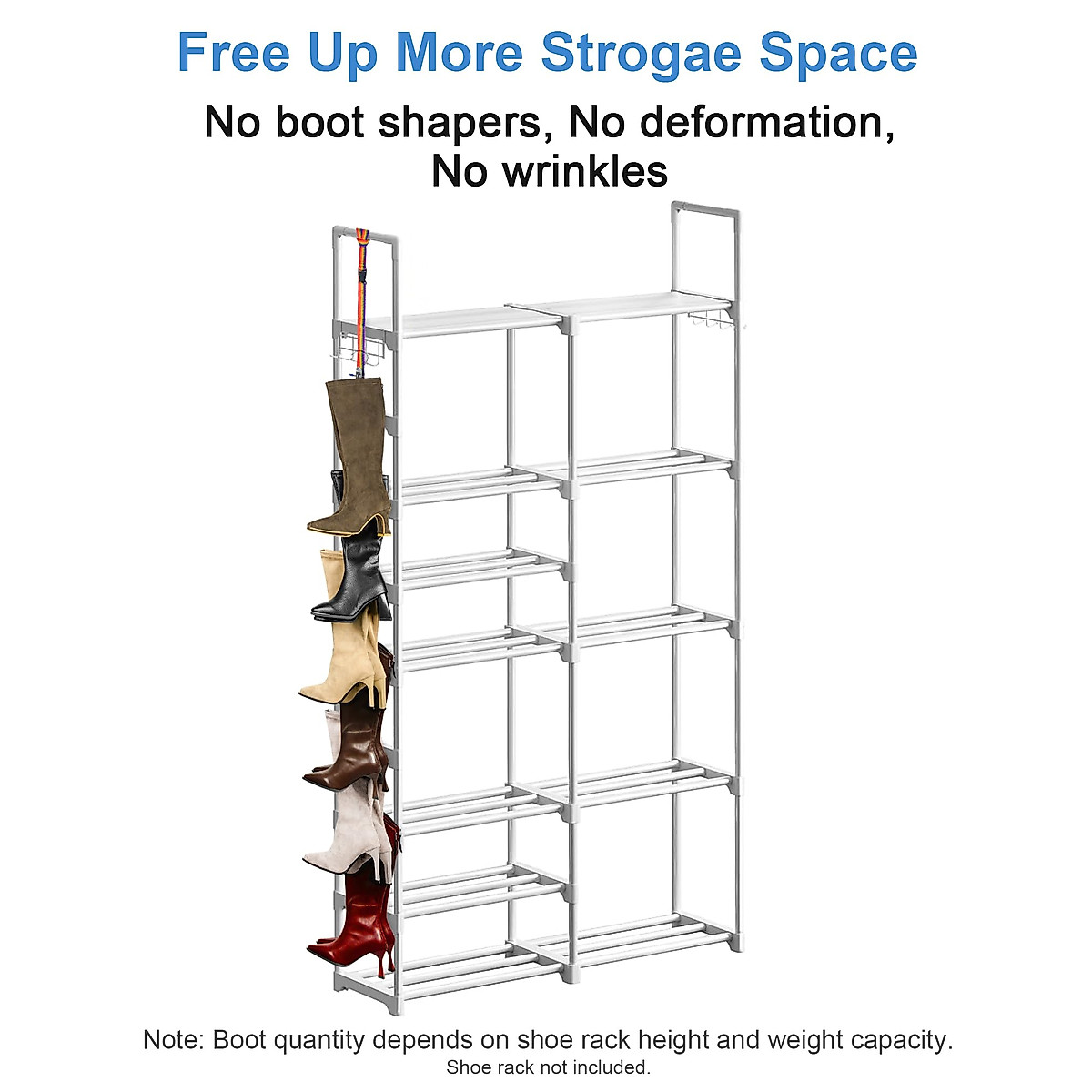 Allgawise Rainbow 6pcs Boot Hanger for Closet with Adjustable Rope - Boot Hanging Clips for Tall Boots, Cowboy Boot Rack, Hanging Shoe Organizer Space Saver