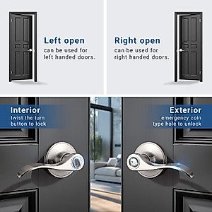 Knobonly 6 Pack Brushed Satin Nickel Door Lever Privacy Door Handles, Zinc Alloy Door Handle Interior, Keyless Lock for Bedroom or Bathroom