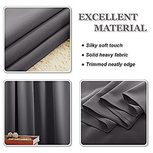 PONY DANCE Grey Blackout Curtains - Thermal Insulated Grommet Curtain Panels Room Darkening for Kitchen/Bedroom Window Treatments Home Decoration, 42 Inches Wide by 45 Inches Long, 1 Pair