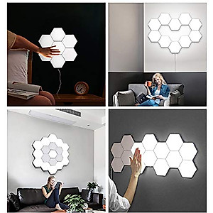 Hexagon Led Lights, LED Wall Lights, Touch-Sensitive Lighting, Aesthetic Room Decor | Perfect Decoration for Living and Bedroom Large Wall Lights DIY Modular Touch Lamp (2 PCS)