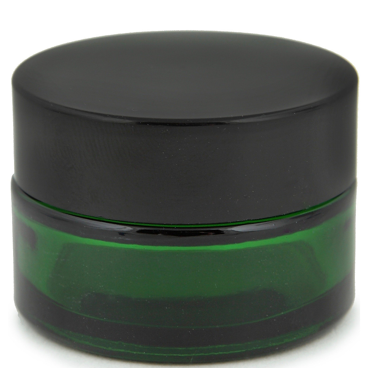 Vivaplex, 12, Green, 15 ml, Round Glass Jars, with Inner Liners and black Lids