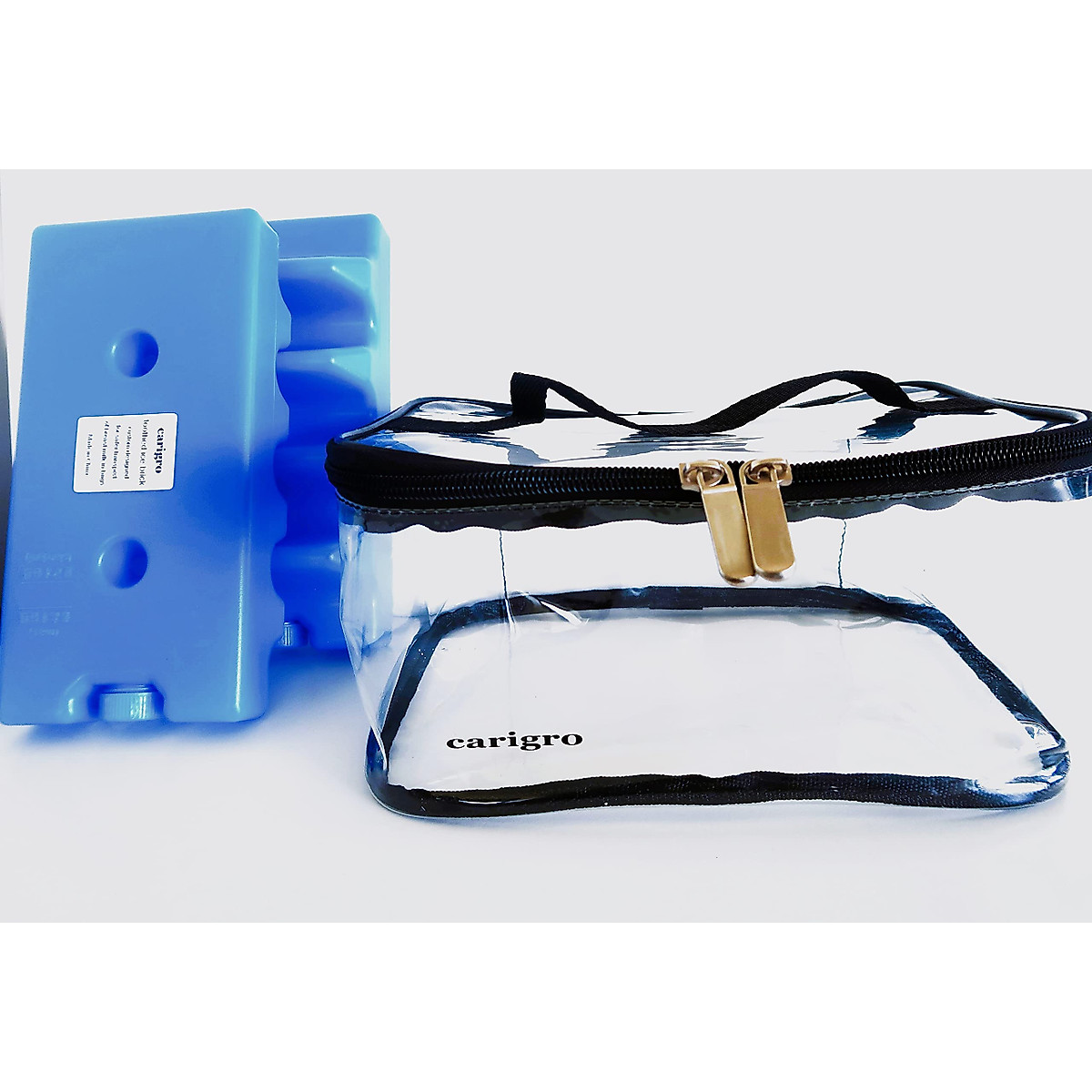 Ice Pack and Safety Case Set for Breastmilk Bags - carigro Brand - Insert for Breastmilk Cooler Bag (3 Items)