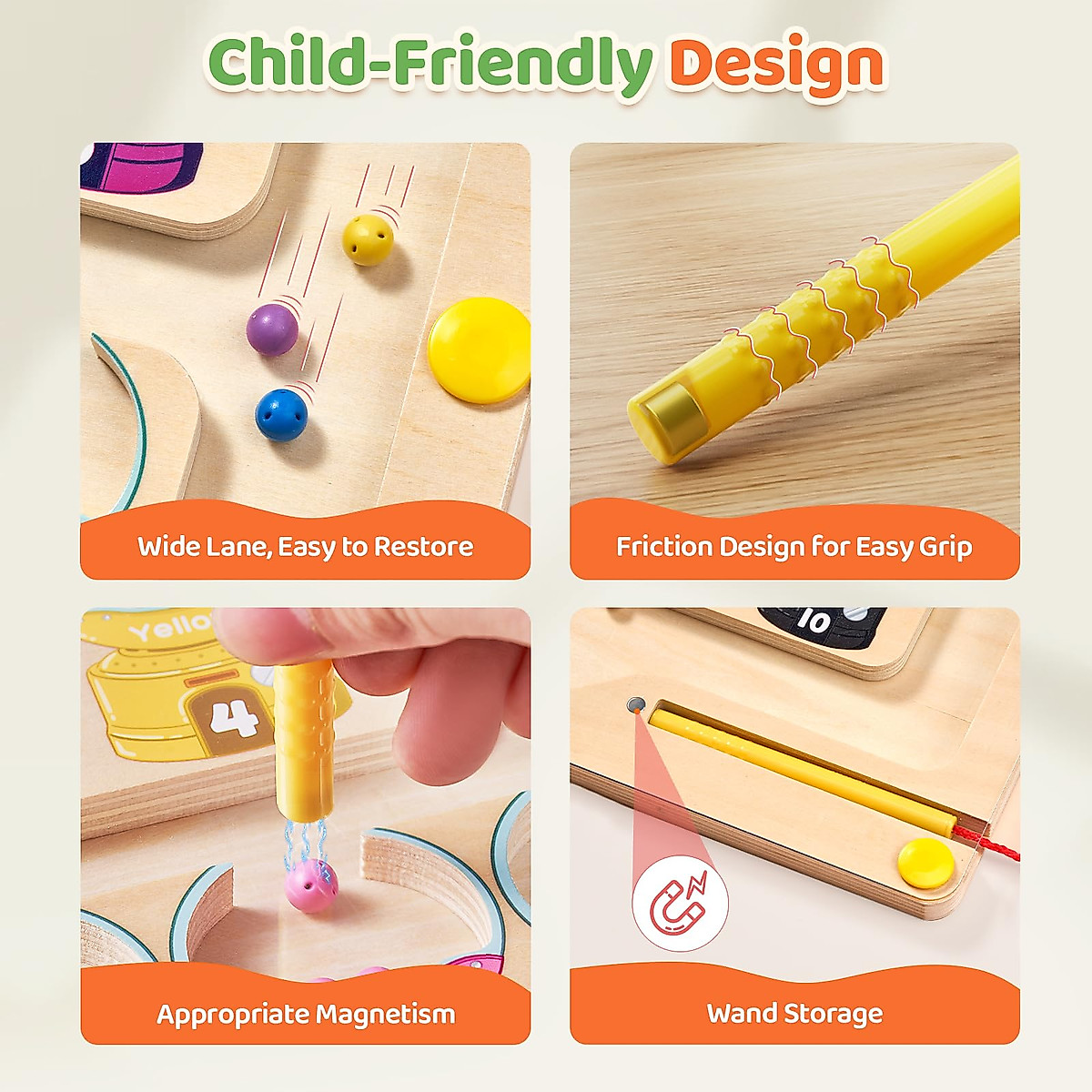 JoyCat Magnetic Color & Number Maze - Montessori Wooden Color Matching Learning Counting Puzzle Board - Toddler Fine Motor Skills Toys for Boys Girls 3 4 5 Years Old