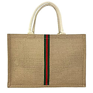 Hibala Woven Large Beach Bag Straw Bag Beach Tote Handmade Weaving Shoulder Bag Tassel Bag Handbag (Green Stripe) …