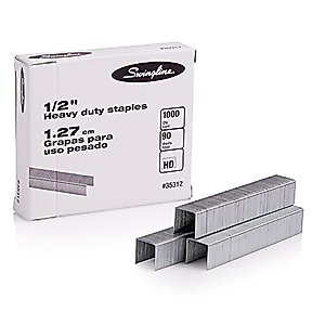 Swingline Staples, Heavy Duty, 1/2" Length, 90 Sheet Capacity, 100/Strip, 1000/Box, 1 Pack (35312), Silver