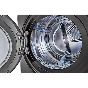 LGE WKEX200H Single Unit Washtower With Center Control 4.5 Cu.Ft. Front Load Washer & 7.4 Cu.Ft. Electric Dryer (Black Steel)