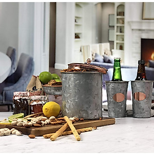 Galrose Galvanized Iron Mint Julep Cups - Set of 2 with Rose Gold Accents, Stainless Steel Lined Double Walled 16 oz Stylish Beer Glasses for Home Bars. Unique 6th Iron Anniversary or Birthday Gift