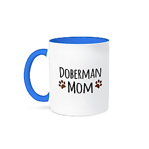 3dRose Doberman Pinscher Mom Mug, 1 Count (Pack of 1), Blue
