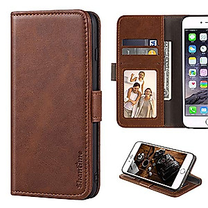 Shantime for Oppo Realme 11 4G Case, Leather Wallet Case with Cash & Card Slots Soft TPU Back Cover Magnet Flip Case for Oppo Realme 11 4G (6.4”) Brown