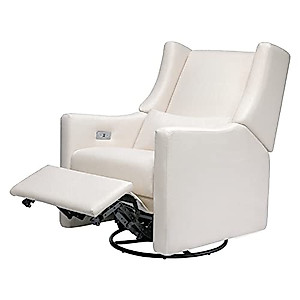 Babyletto Kiwi Electronic Power Recliner and Swivel Glider with USB Port in Performance Cream Eco-Weave, Water Repellent & Stain Resistant, Greenguard Gold and CertiPUR-US Certified