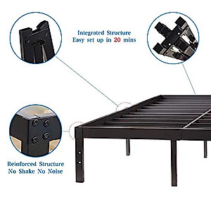 Homdock King Size Bed Frame-16 Inch Metal Platform Mattress Foundation/Sturdy Strong Steel Structure 3500 lbs Heavy Duty/Noise Free/None Slip/No Box Spring Needed/Black Finish