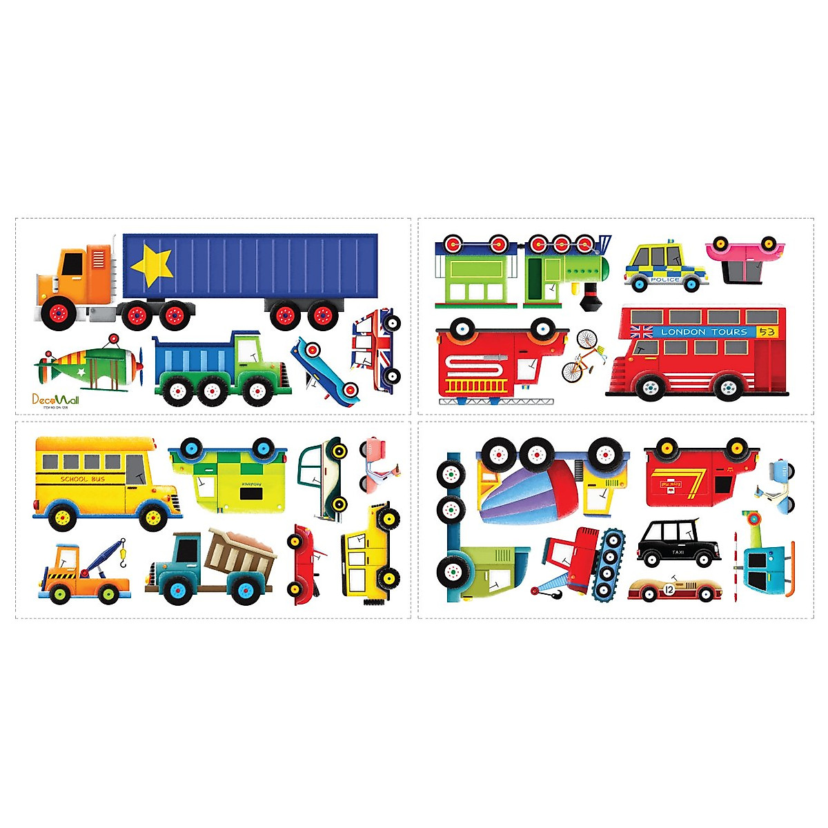 DECOWALL DW-1205 27 Transports Kids Wall Stickers Wall Decals Peel and Stick Removable Wall Stickers for Kids Nursery Bedroom Living Room décor Car