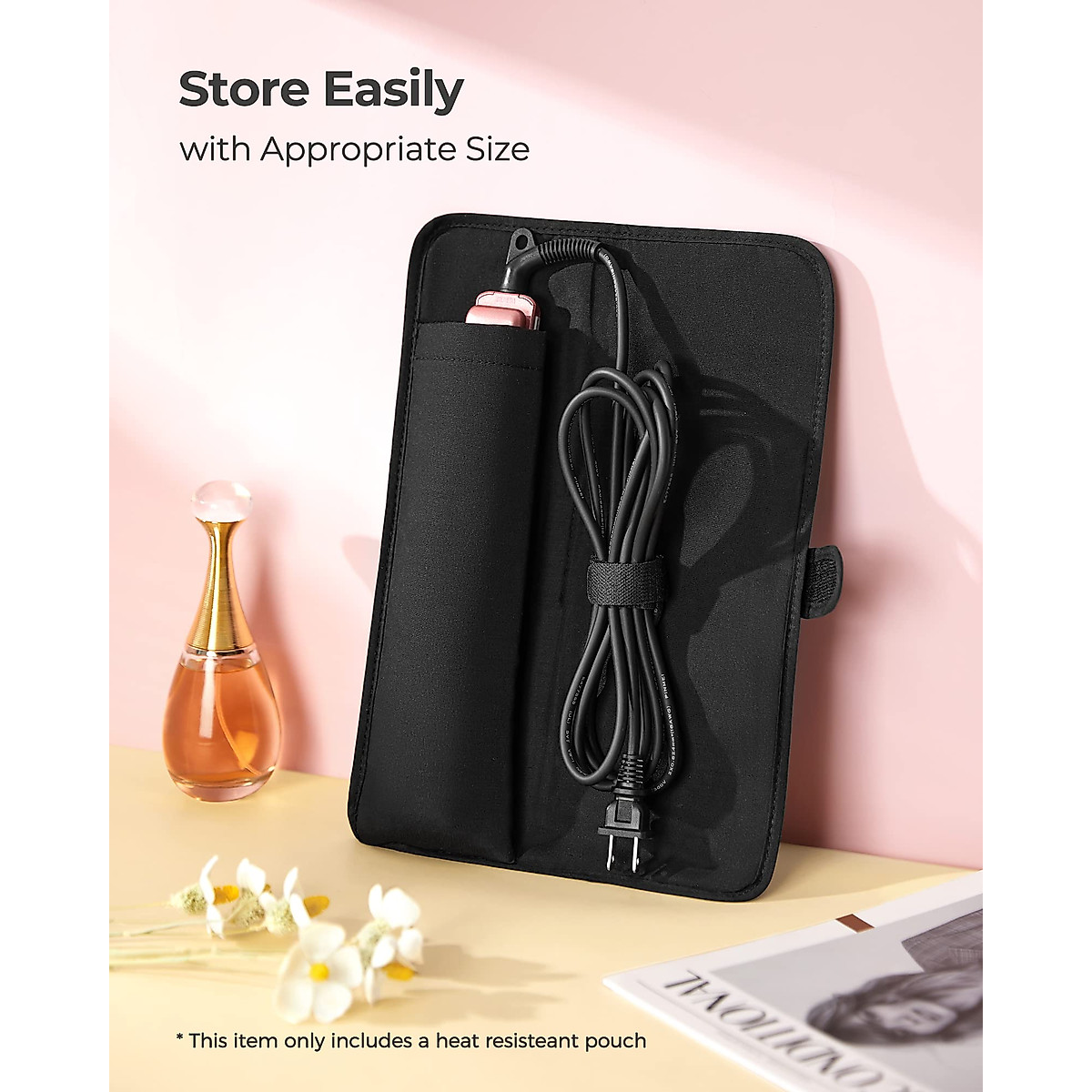 wavytalk Flat Iron Heat Resistant Pouch, Hair Tools Bag for Travelling&Storage, Curling Iron Cover Bag Hot Hair Tools Storage Bag, Travel Case Cover Pouch for Hair Styling Tools