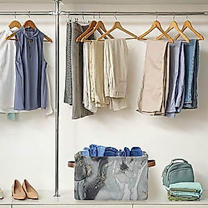 Storage Basket Cube Abstract Marble Texture Large Collapsible Toys Storage Box Bin Laundry Organizer for Closet Shelf Nursery Kids Bedroom,15x11x9.5 in,1 Pack