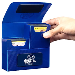 Monster Protectors Trading Card Double Deck Box with Self-locking Magnetic Closure - Blue (Fits Yugioh, Pokemon, Magic the Gathering Cards)