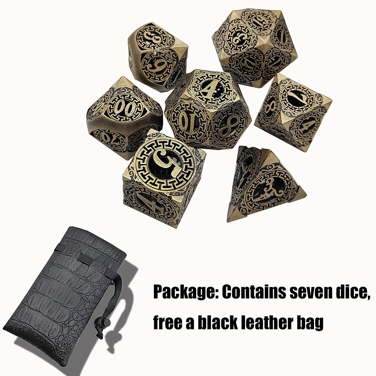DND Dice Set Dungeons and Dragons Dice Gifts RPG D&D Metal Polyhedral Dice Set Games Role Playing MTG Shadowrun Pathfinder Dice D4 D6 D8 D10 D12 D20 Dice, Ancient Bronze
