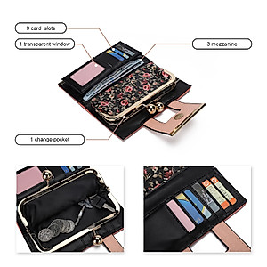 VNFIOEI Women Wallet Leather Large Capacity Women's Handbag Large Capacity Long Wallet, with 10-card slots and clips, and Zero Wallet with Buckle in the middle.