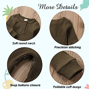 VICVIK Baby Boy Girl 2 Pack Solid Romper Knitted Button One Piece Bodysuit Long Sleeve/Short Sleeve Newborn Infant Jumpsuit Clothes
