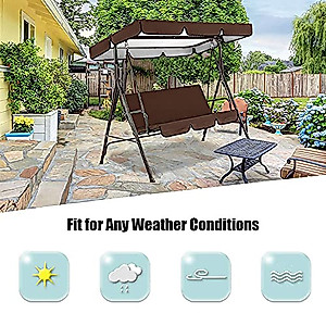2 3 Seater Swing Canopy Replacement Cover Waterproof Anti-UV Swing Canopy Top Cover Replacement for Outdoor Porch Patio Yard Garden Hammock,Gray,190x132x15cm/75x52x6''
