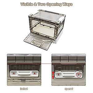 Dollox 2 Pack Plastic Storage Bins with Lids, Stackable Clear Storage Bins Storage Cart Foldable Box with Wheels Storage Box Totes for Home Room Organizer