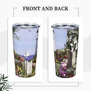 MORYEN 20 OZ Tumbler Double Wall Stainless Steel Cup Lighthouse Diamond Painting Printed Vacuum Insulated Coffee Cups Car Mug Home Office Travel