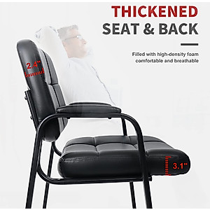 CLATINA Big & Tall Office Guest Chair 400lbs with Bonded Leather Padded Armrest Backrest Wide Seat Reception Guest Chair for Conference Waiting Room Office Set of 2