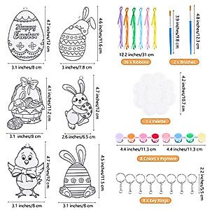 ADXCO 18 Pieces Easter Suncatchers Craft Kit DIY Easter Window Paint Art Kit Easter Sun Catchers Ornaments in 6 Designs with Ribbons Color Pigment and Key Rings for Kid Party Favors