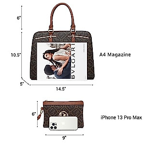 Women Handbag Wallet Tote Shoulder Hobo Bag Top Handle Satchel Purse Set 2pcs with 3 Compartments