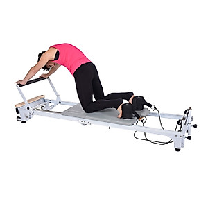 AeroPilates Precision Series Pilates Reformer Machine with Wheels for Toning Home Exercise Workouts, Improve Body Balance, and Stamina, White