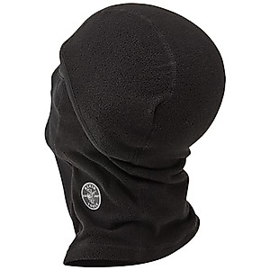 Klein Tools 60132 Balaclava, Warm Breathable Fleece Wind Proof Hinged Balaclava Face Mask, Black