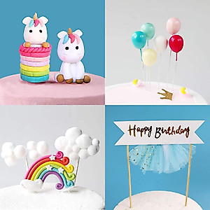 MOVINPE Unicorn Cake Topper Kit Cloud Rainbow Balloon Happy Birthday Banner Cake Decoration Pack of 12 For Boys Girls Kids Birthday