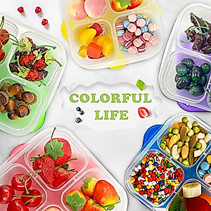 WHSNDL 4-Compartment Bento Snack Boxes Reusable Meal Prep Containers BPA-Free Food Containers for Kids, Boys & Girls After Meal Snack Containers Suitable for school, travel, picnic(5 Pack)
