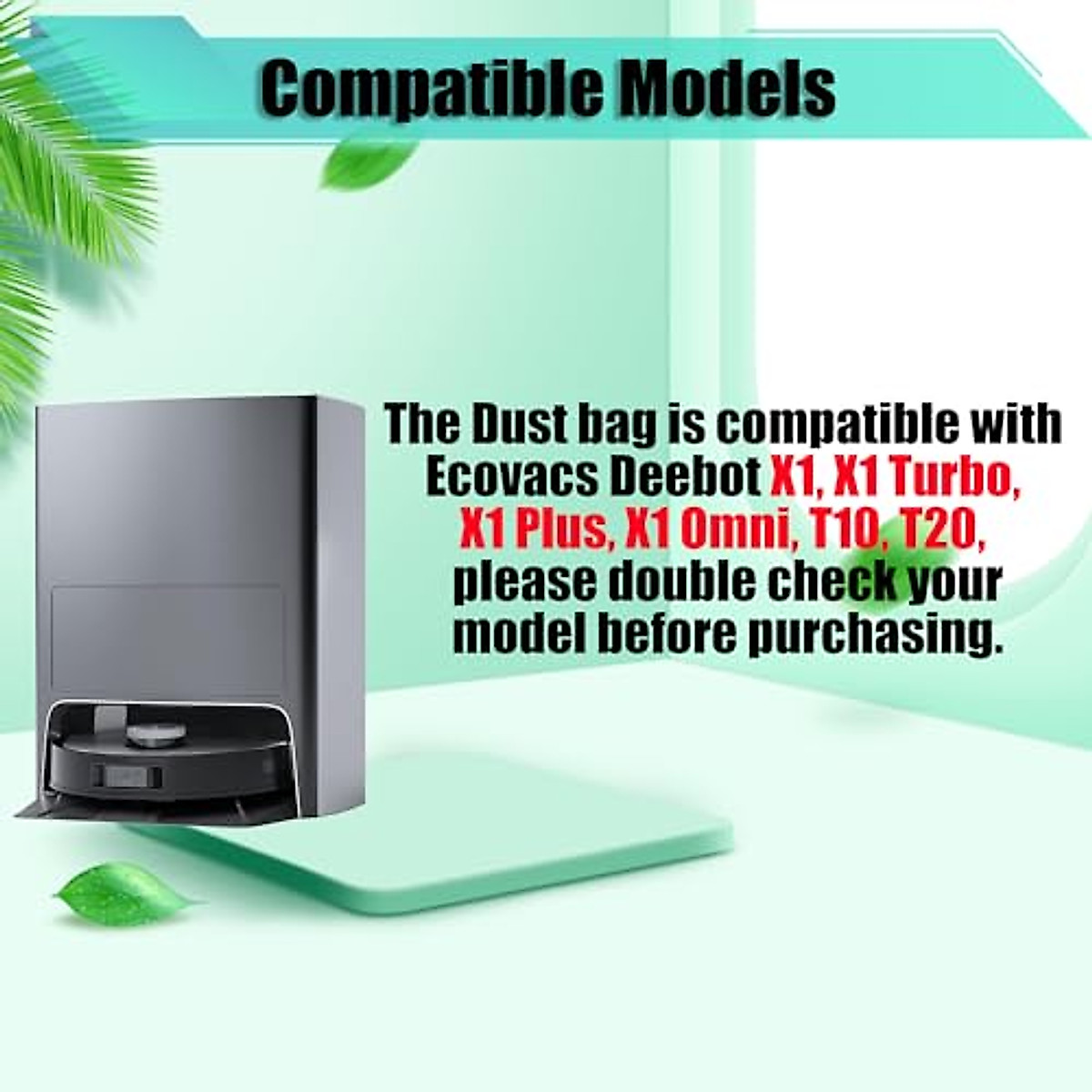 10 PCS Dust Bags Compatible with ECOVACS DEEBOT X1 OMNI DEEBOT T10 T20, T10 Omni, Large Capacity Disposable Vacuum Cleaner Accessories Replacement Set