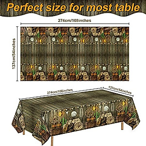 Western Cowboy Party Decorations Western Tablecloth Cowboy Party Table Cover Cowboy Theme Wild West Decor Plastic Wooden House Barn Door Tablecloth for Baby Shower Birthday Party Supplies(3 Pack)