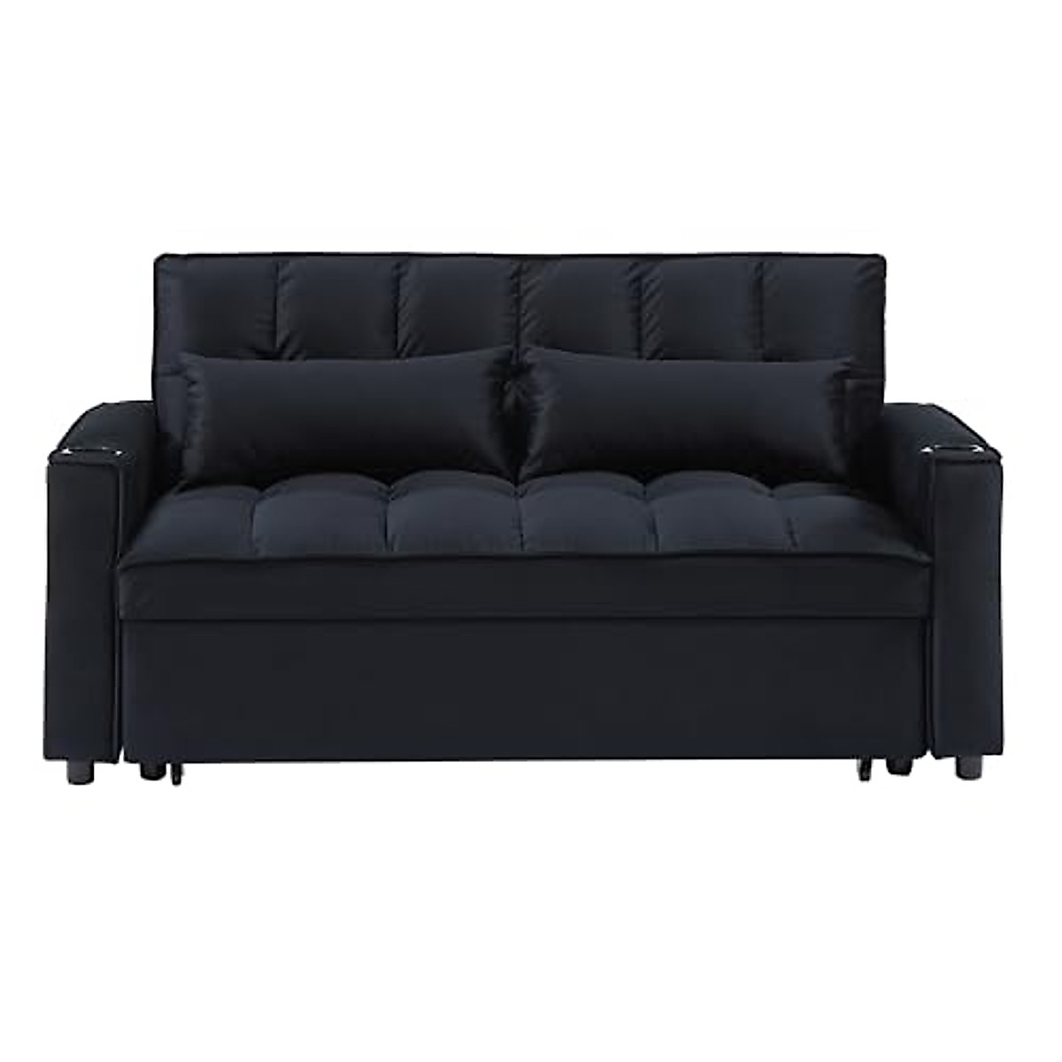 Modern Upholstered Futon Sofa Loveseat Convertible to Nap Sleeper Couch Bed,Soft Loveseat & Sofabed for Home Office Apartment Small Space Living Room Napping