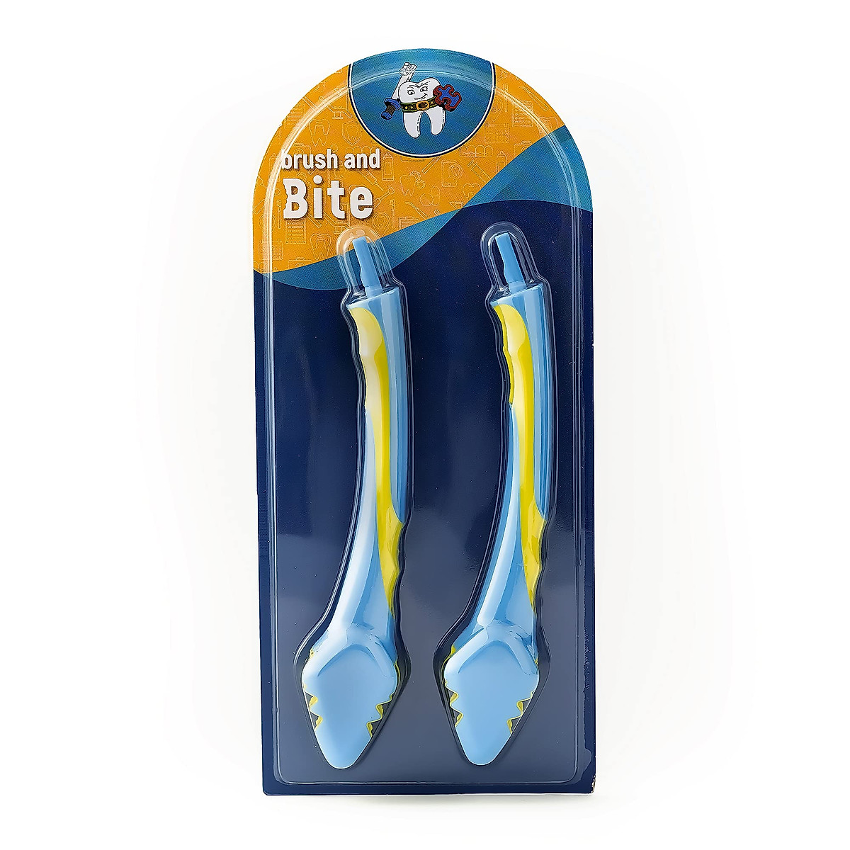 Triple Bristle Brush and Bite Handle Replacement Brush Head Combo | Special Needs & Autism Mouth Prop Toothbrush | Ergonomic Handle w/Bite Block | Patented 3 Head Design | Kids & Adults