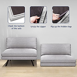 VANCIKI Convertible Sofa Bed Twin Living Room Couch Futon Chair Adjustable Backrest Foldable Floor Sleeper for Small Room, Apartment, Guest Room, Gray