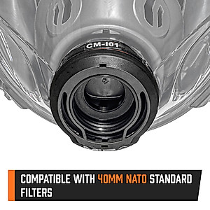 MIRA Safety CM-I01 Full-Face Industrial-Grade Gas Mask with 40mm NATO Filter Compatibility and Advanced Valve Design (Black)