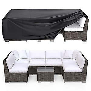 BROSYDA Patio Furniture Covers, Heavy Duty 600D Outdoor Furniture Cover Waterproof, Sectional Sofa Set Covers Table and Chair Set Covers 108" L × 82" W × 28" H